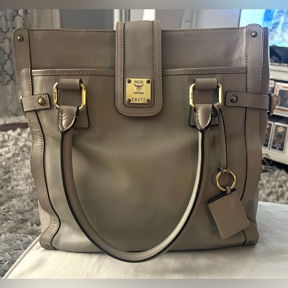 MCM | Bags | Mcm Large Gray Leather Tote Bag Womens Shoulderbags Purses ...